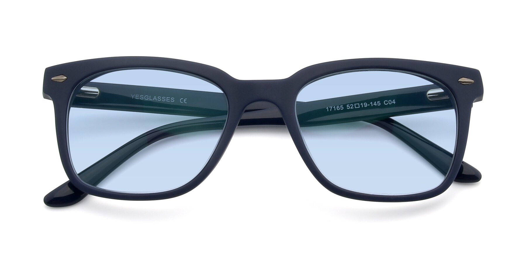 Deep Blue Geek Chic Square Full Rim Tinted Sunglasses With Light Blue Sunwear Lenses 17165