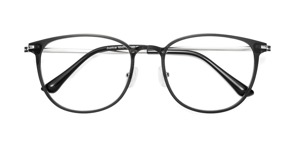 Matte Black Browline Metal Round Eyeglasses - Berkley