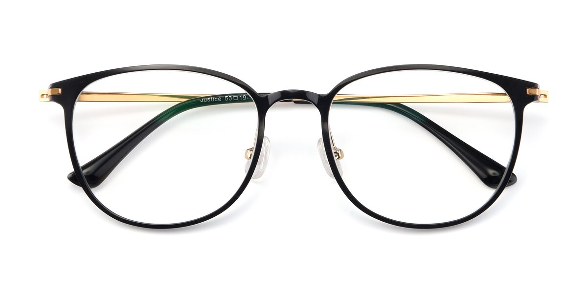 Matte Black Browline Metal Round Eyeglasses - Berkley