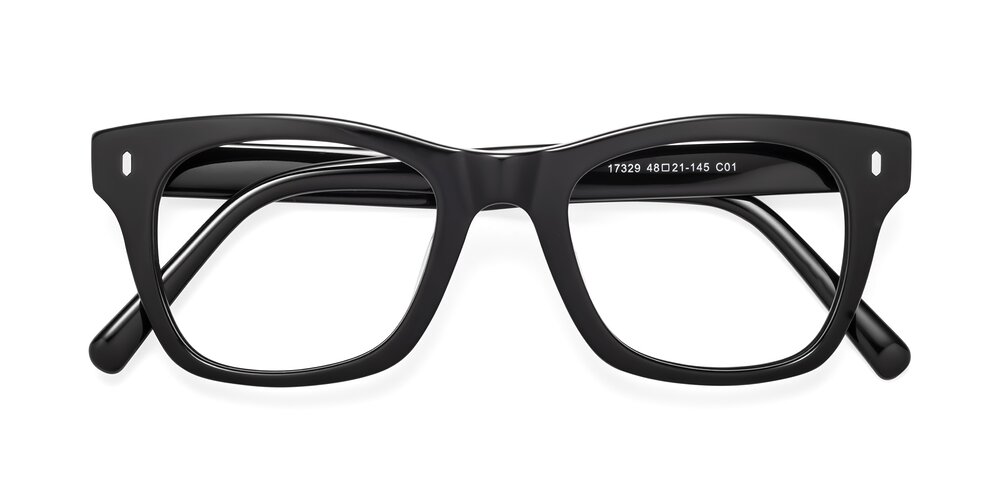 Black Horn-Rimmed Acetate Square Eyeglasses - 007