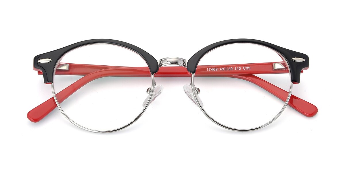 Black-Gold Browline Retro-Vintage Square Eyeglasses - 17464