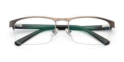 Black-Gunmetal Double Bridge Classic Semi-Rimless Eyeglasses - 19004