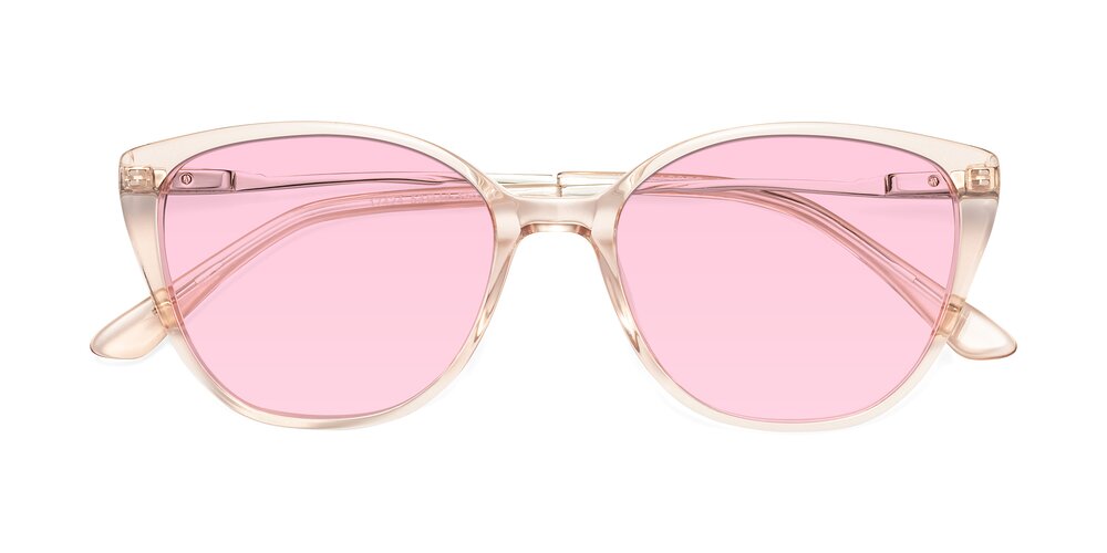 Light Blue Retro Vintage Classic Acetate Tinted Sunglasses With Light Pink Sunwear Lenses Blaze