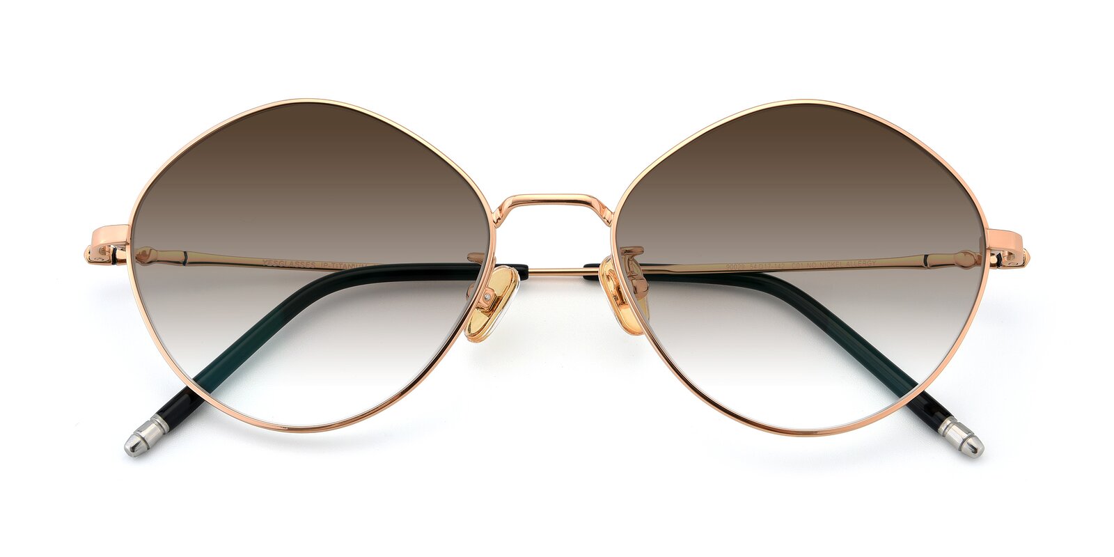 Gold Hipster Titanium Geometric Gradient Sunglasses with Brown Sunwear ...