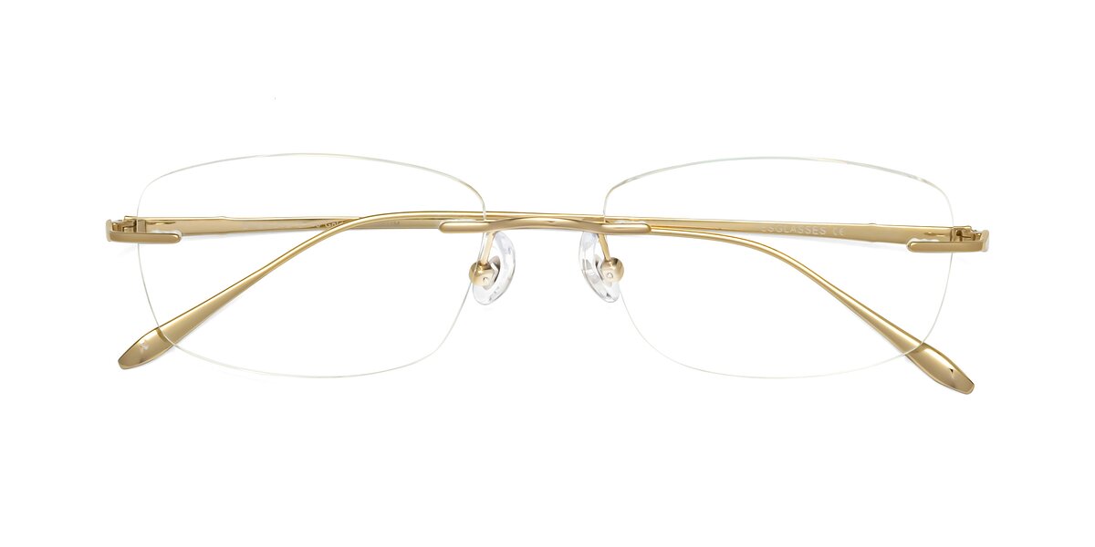 Gold Classic Rectangle Rimless Eyeglasses - Smart