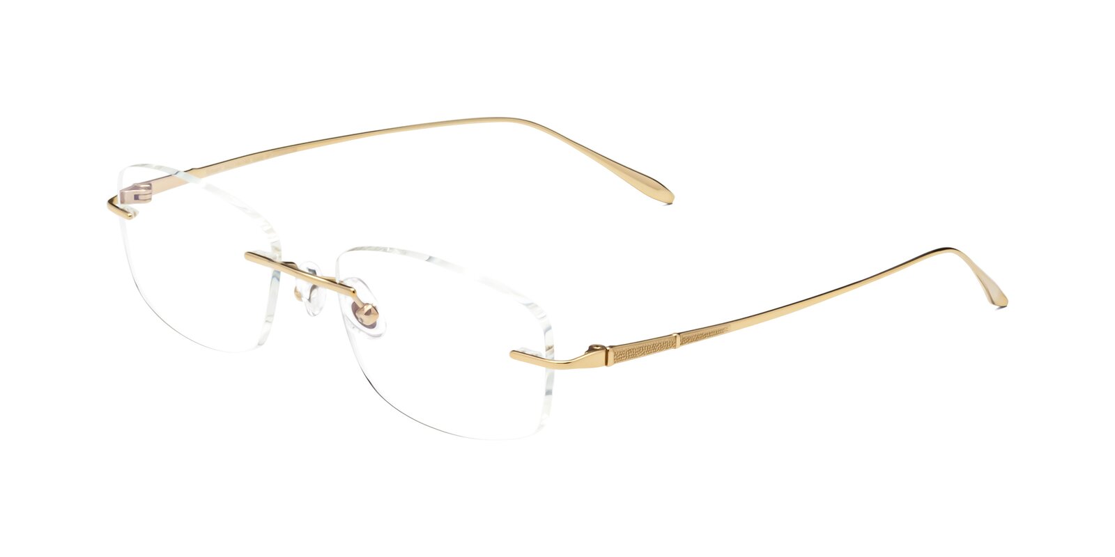 Gold Classic Rectangle Rimless Eyeglasses - Smart
