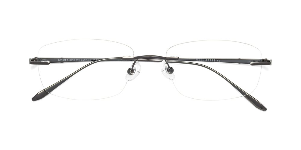 Silver Metal Rectangle Rimless Eyeglasses - 58076