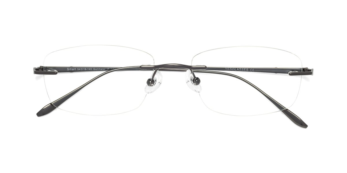 Gunmetal Classic Rectangle Rimless Eyeglasses - Smart