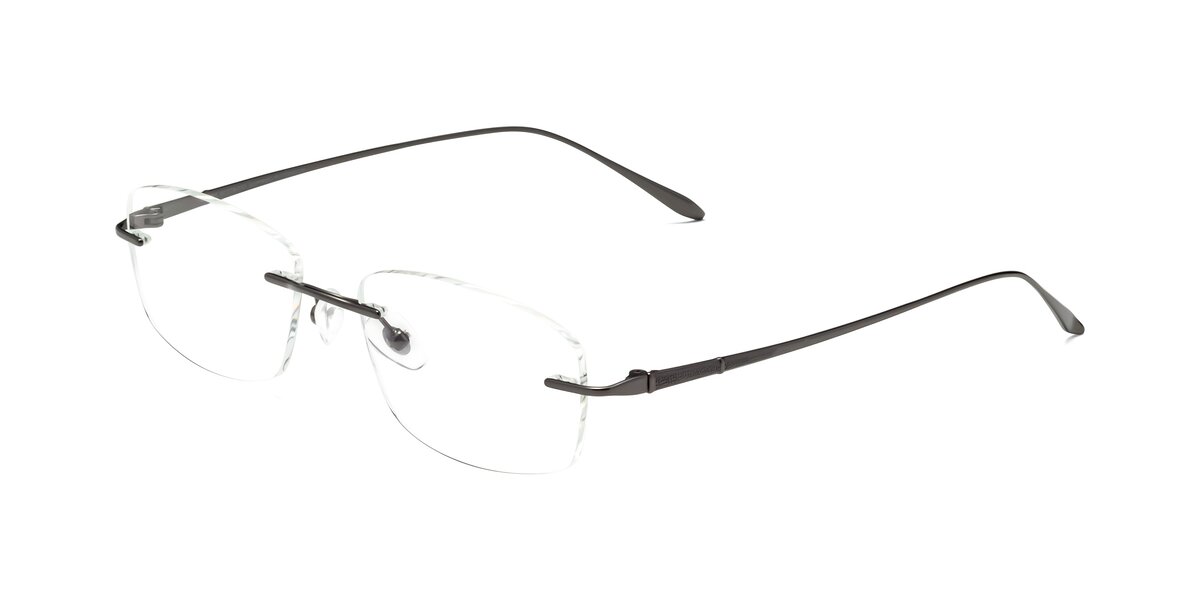 Gunmetal Classic Rectangle Rimless Eyeglasses - Smart