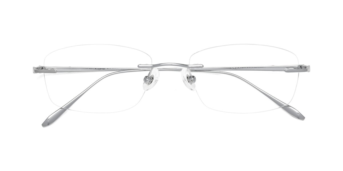 Silver Classic Rectangle Rimless Eyeglasses - Smart