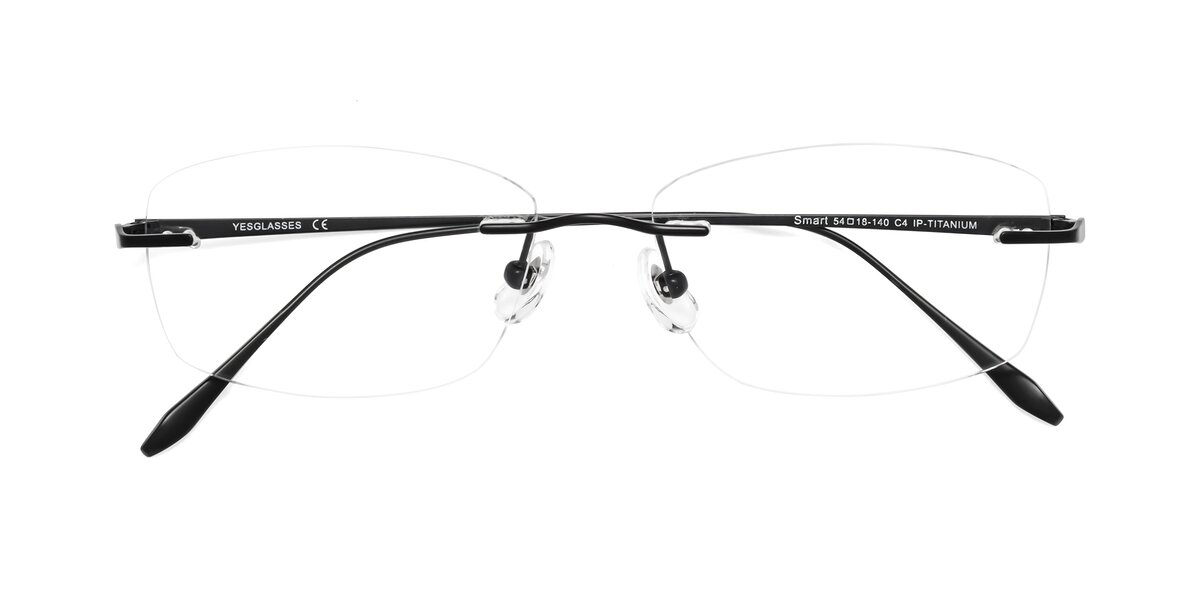 Black Classic Rectangle Rimless Eyeglasses - Smart