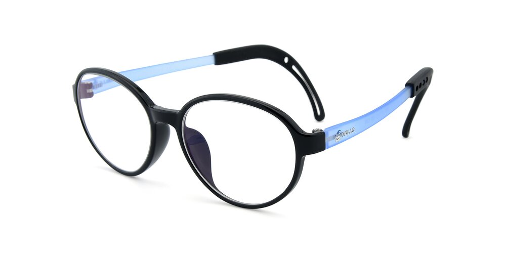 Black/Blue Oversized Hipster Little Kids Blue Light Glasses - 1020