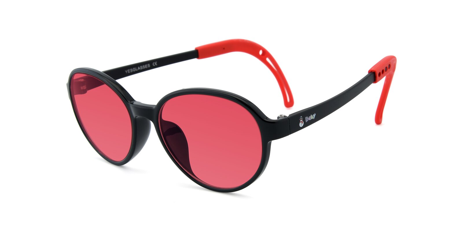Black/Red Oversized Hipster Little Kids Tinted Sunglasses with Red ...