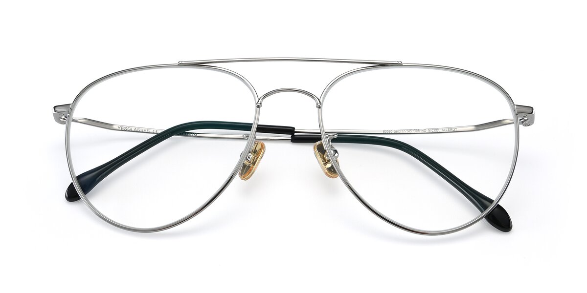 Black-Gold Titanium Geometric Aviator Eyeglasses - 90042