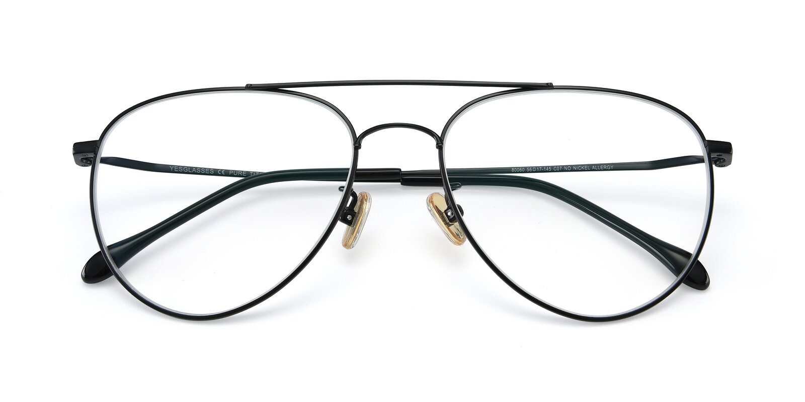 Black Classic Titanium Aviator Eyeglasses - 80060