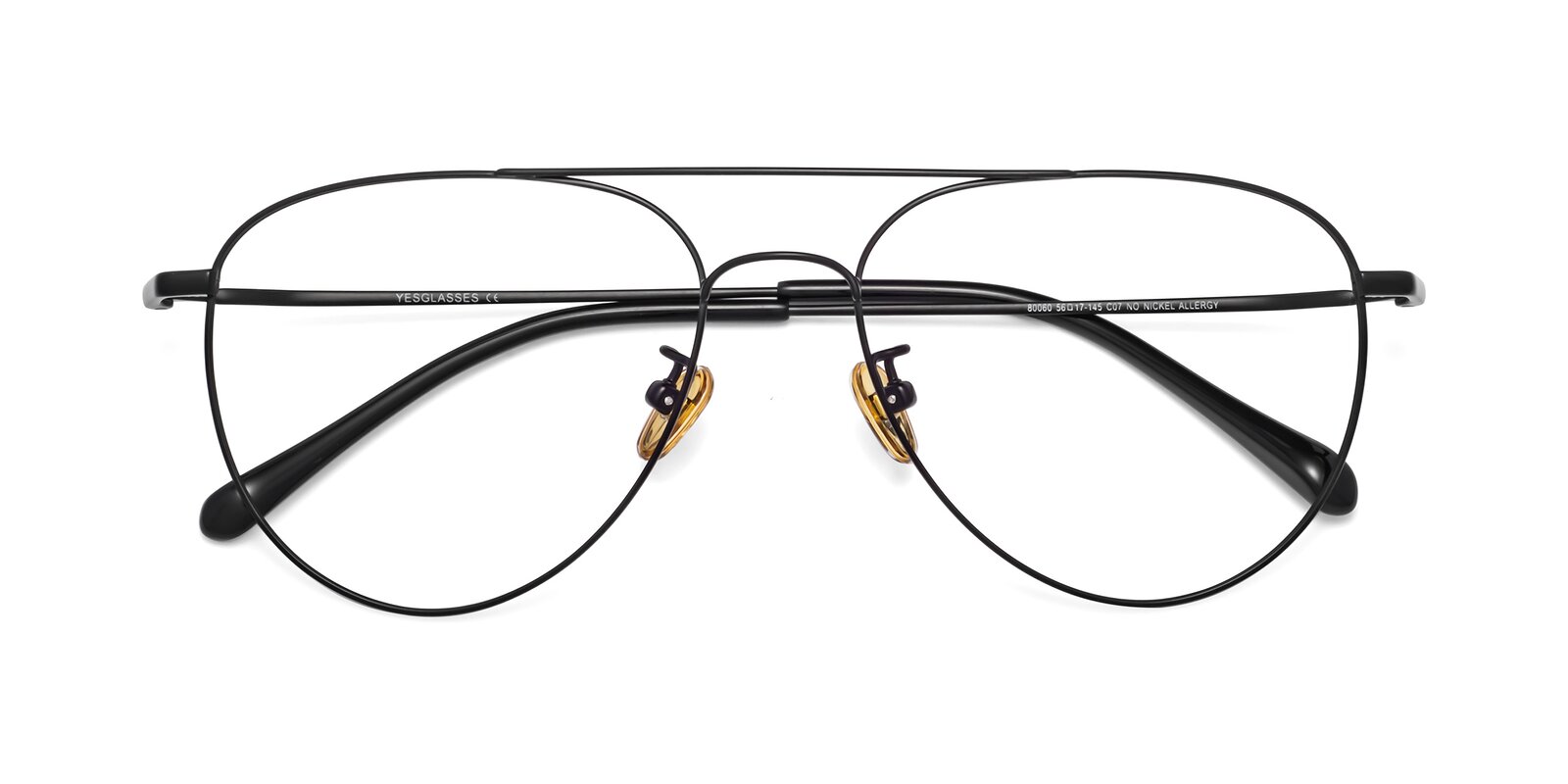 Black Classic Titanium Aviator Eyeglasses - Hindley