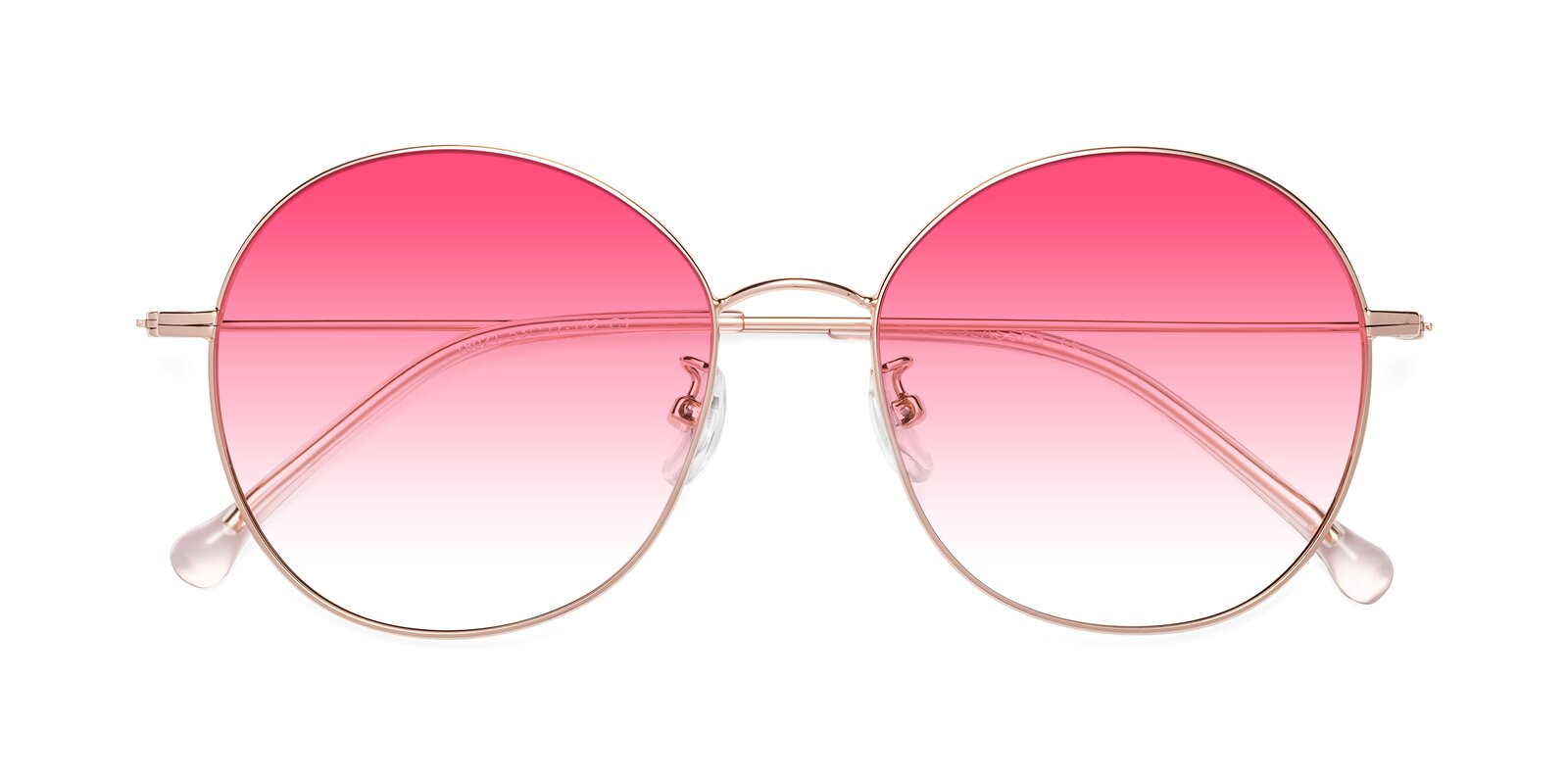Rose Gold Grandpa Oversized Round Gradient Sunglasses with Pink Sunwear ...
