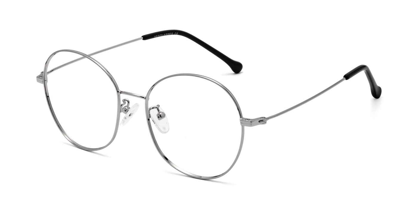Silver Grandpa Oversized Round Eyeglasses - Dallas