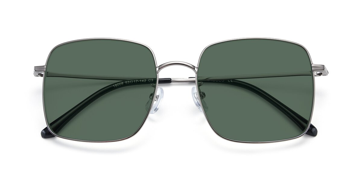 Silver Oversized Titanium Square Polarized Sunglasses with Gray Sunwear ...