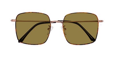Tortoise Oversized Lightweight Square Polarized Sunglasses with Brown ...