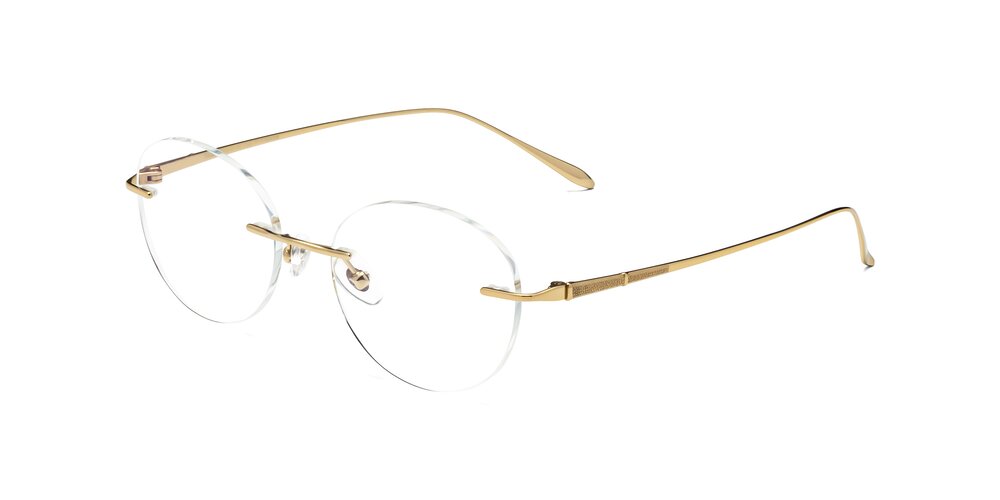 Gold Titanium Oval Rimless Eyeglasses - Sober
