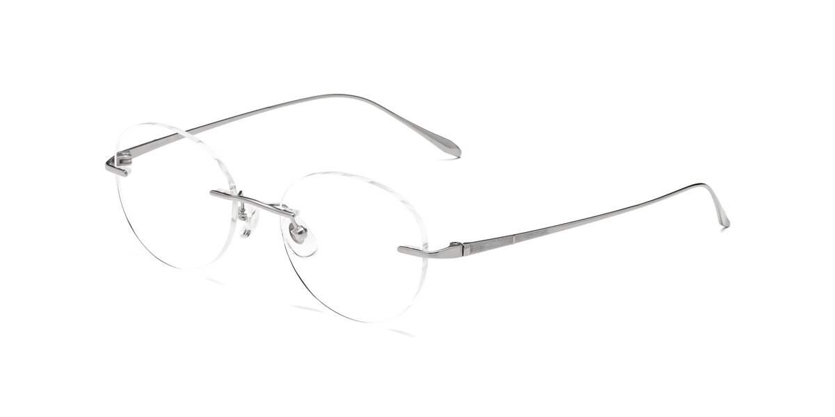 Silver Titanium Oval Rimless Reading Glasses - Sober