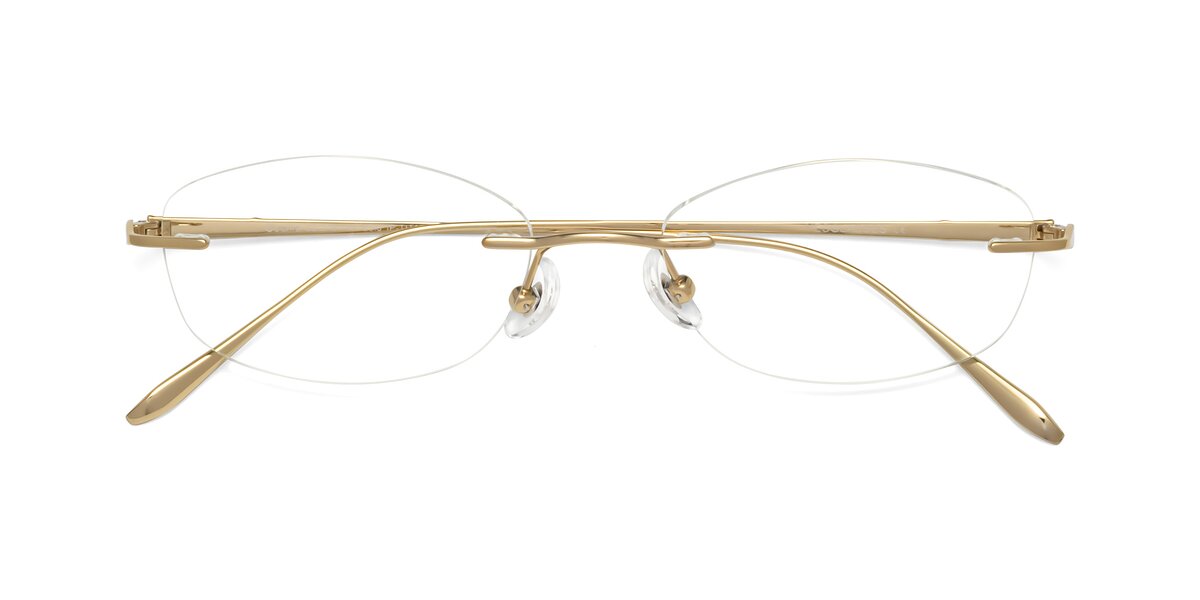 Gold Classic Oval Rimless Eyeglasses - Cecilla
