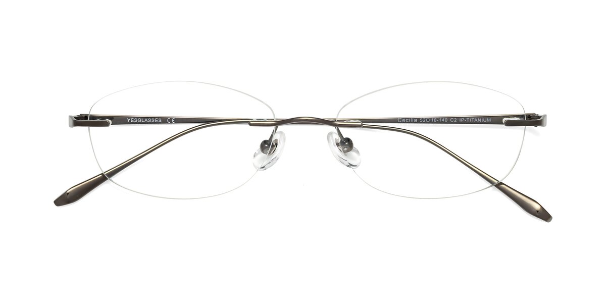 Gunmetal Classic Oval Rimless Eyeglasses - Cecilla