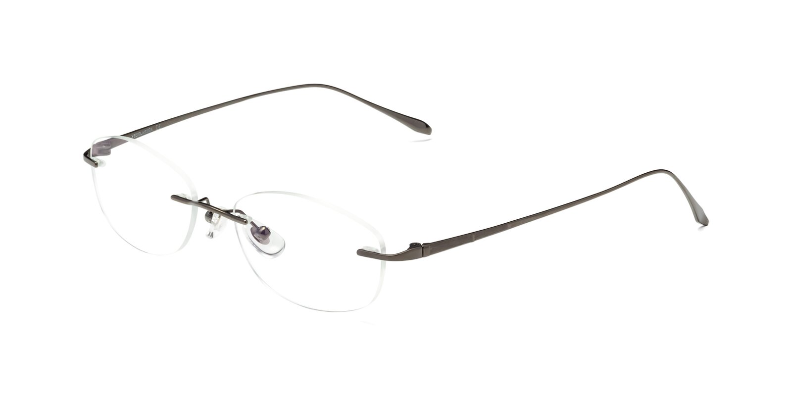 Gunmetal Classic Oval Rimless Eyeglasses - Cecilla