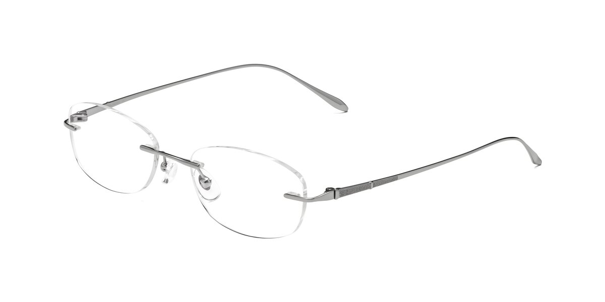 Silver Classic Oval Rimless Eyeglasses - Cecilla