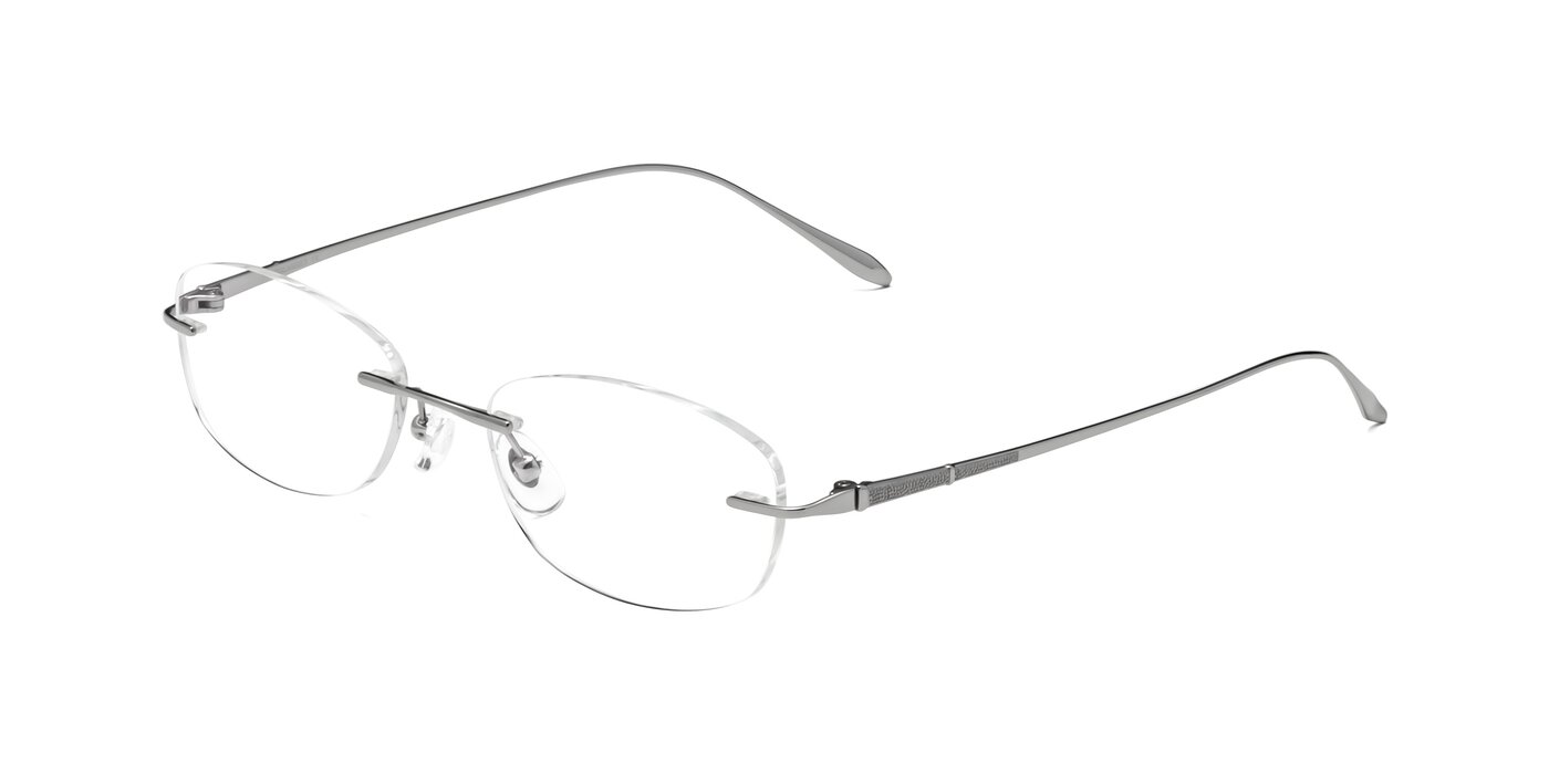 Silver Classic Oval Rimless Eyeglasses - Cecilla