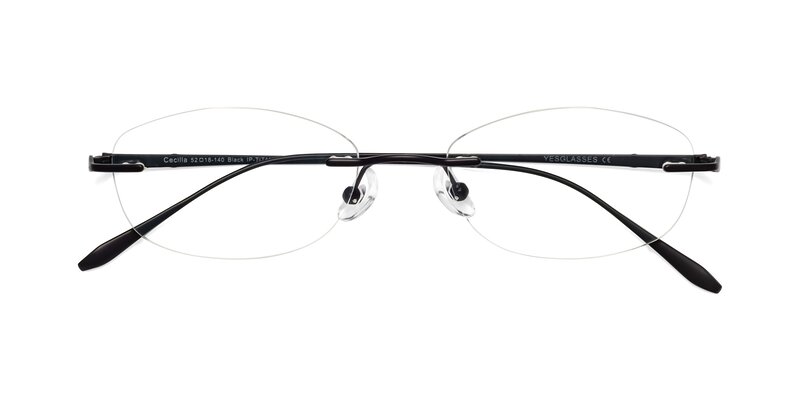 Black Classic Oval Rimless Eyeglasses - Cecilla