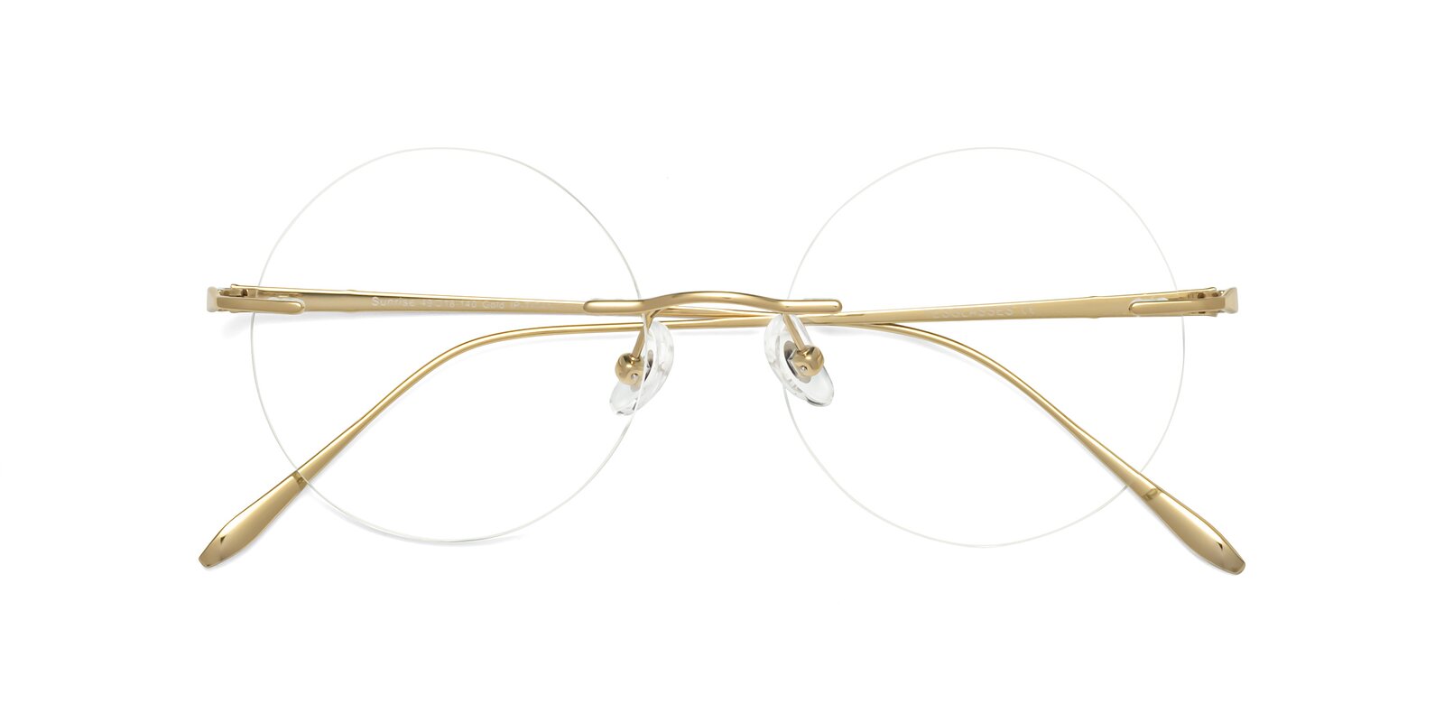 Gold Retro-Vintage Round Rimless Eyeglasses - Sunrise