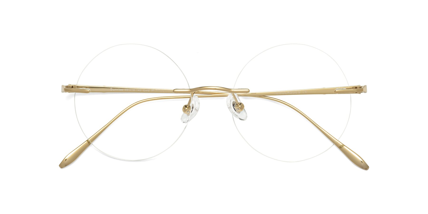 Gold Retro-Vintage Round Rimless Eyeglasses - Sunrise