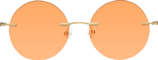 Gold Retro-Vintage Round Rimless Tinted Sunglasses with Medium Orange ...