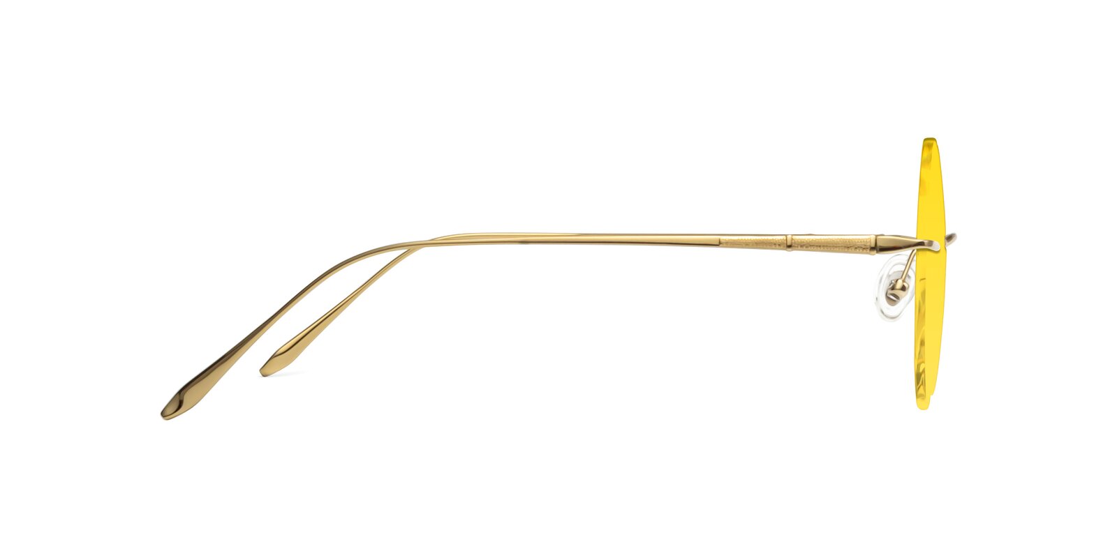 Gold Retro-Vintage Round Rimless Tinted Sunglasses with Yellow Sunwear ...