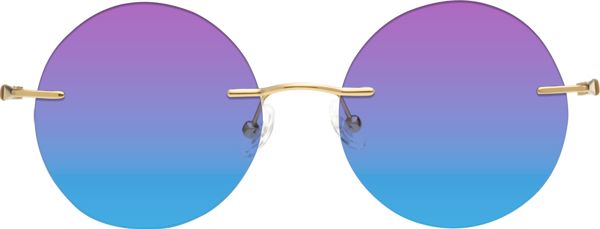 Gold Retro Vintage Round Rimless Gradient Sunglasses With Purple Blue Sunwear Lenses Sunrise