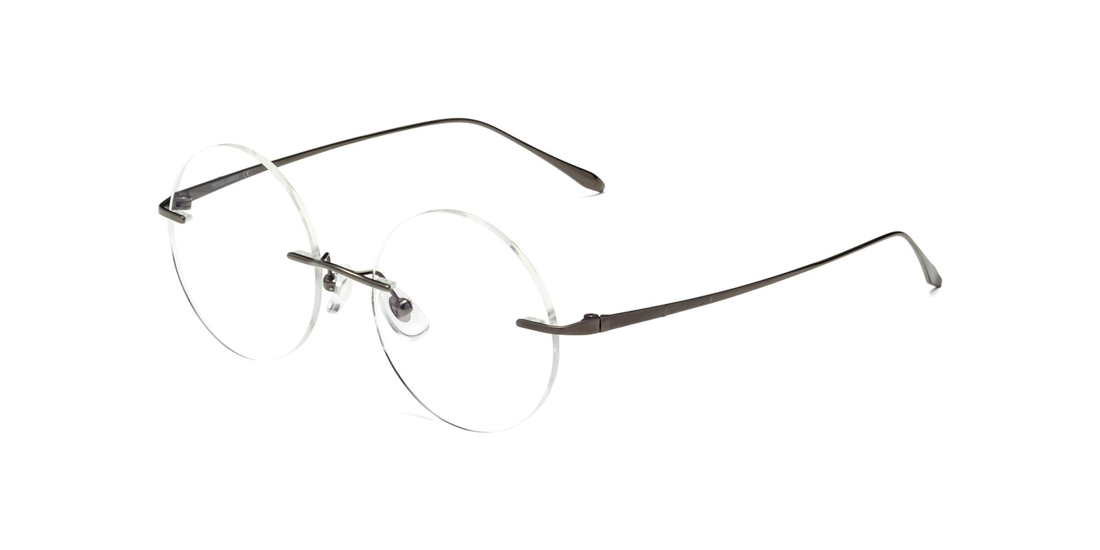 Gunmetal Retro-Vintage Round Rimless Eyeglasses - Sunrise