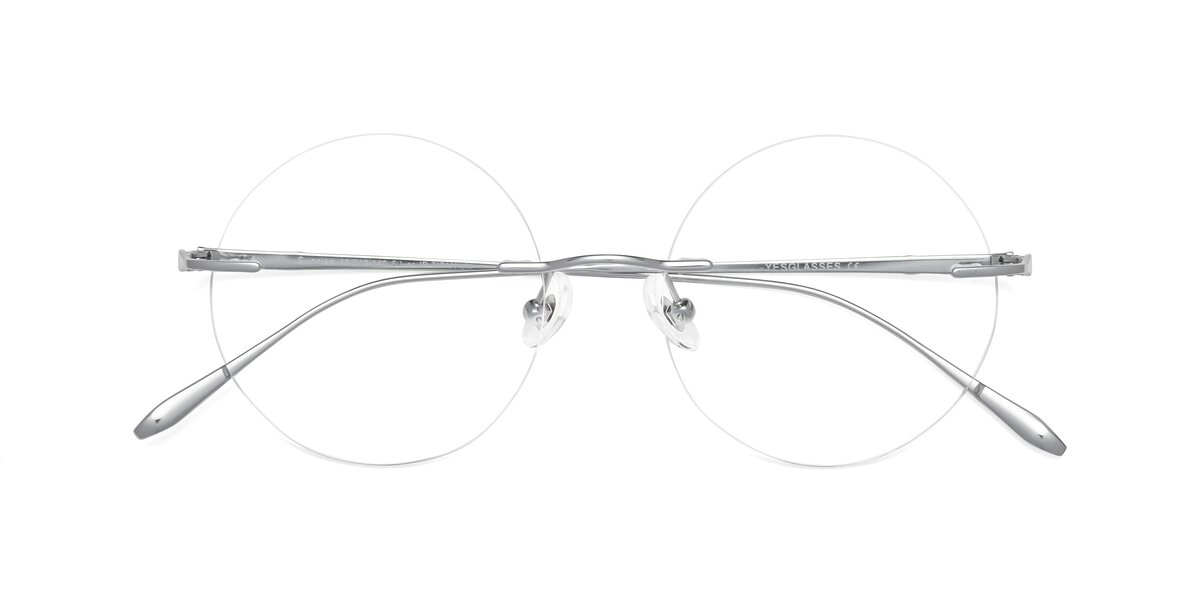 Silver Retro-Vintage Round Rimless Eyeglasses - Sunrise
