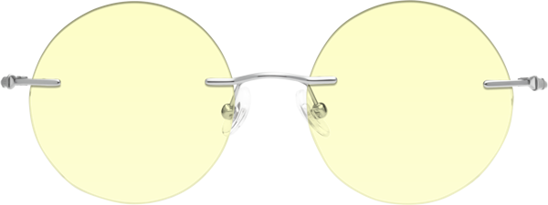 Silver Retro-Vintage Round Rimless Tinted Sunglasses with Light Yellow ...