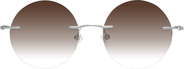 Silver Retro Vintage Round Rimless Gradient Sunglasses With Brown Sunwear Lenses Sunrise