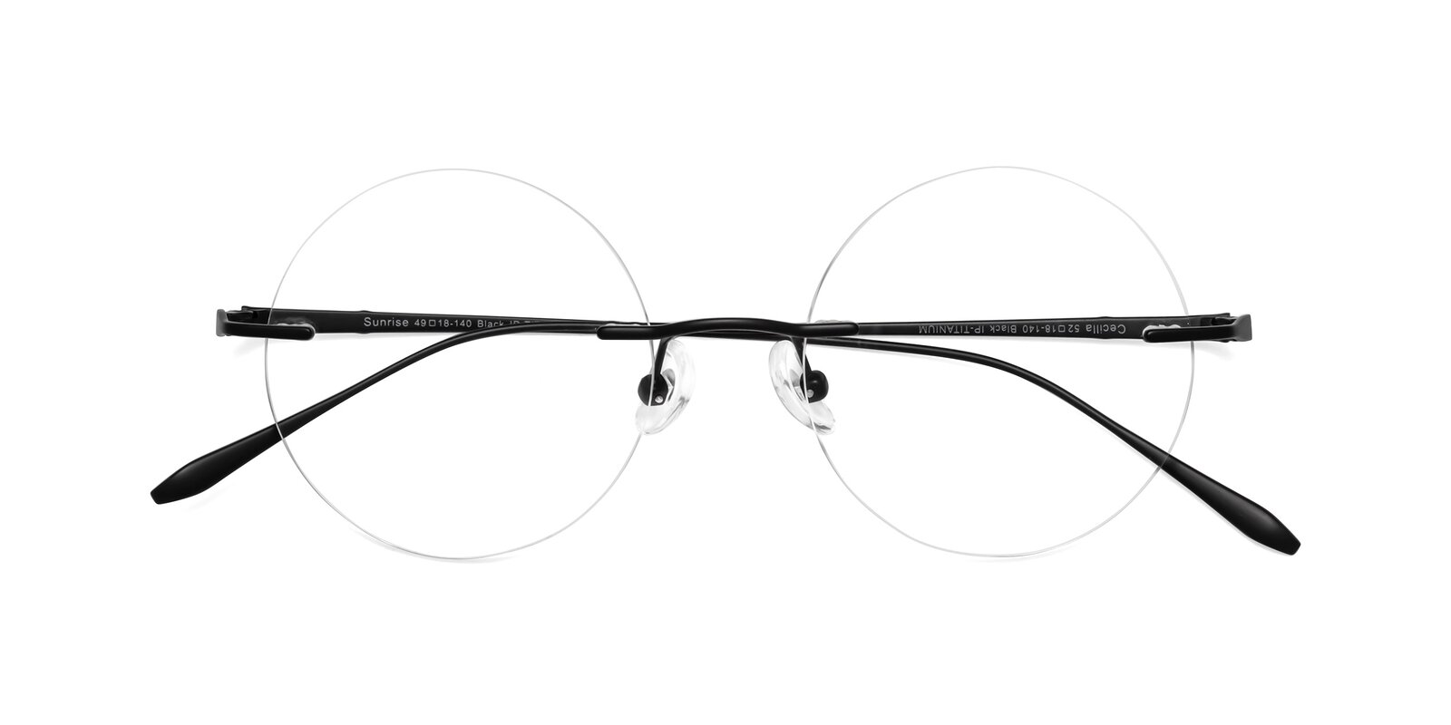 Black Retro-Vintage Round Rimless Eyeglasses - Sunrise