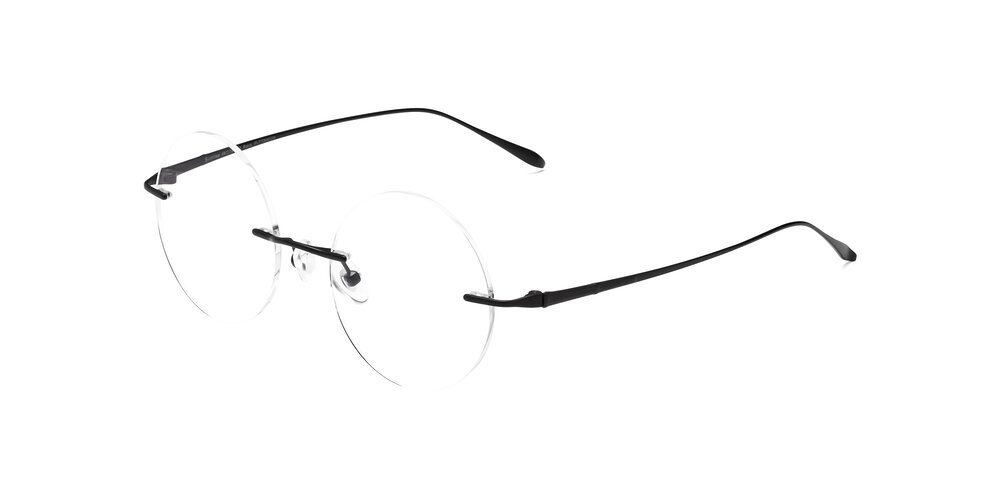 Black Retro-Vintage Round Rimless Eyeglasses - Sunrise