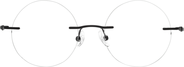 Black Retro-Vintage Round Rimless Eyeglasses - Sunrise