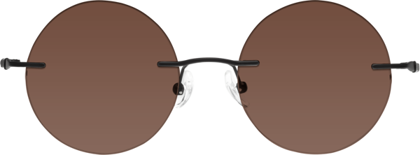 Black Retro-Vintage Round Rimless Tinted Sunglasses with Brown Sunwear ...
