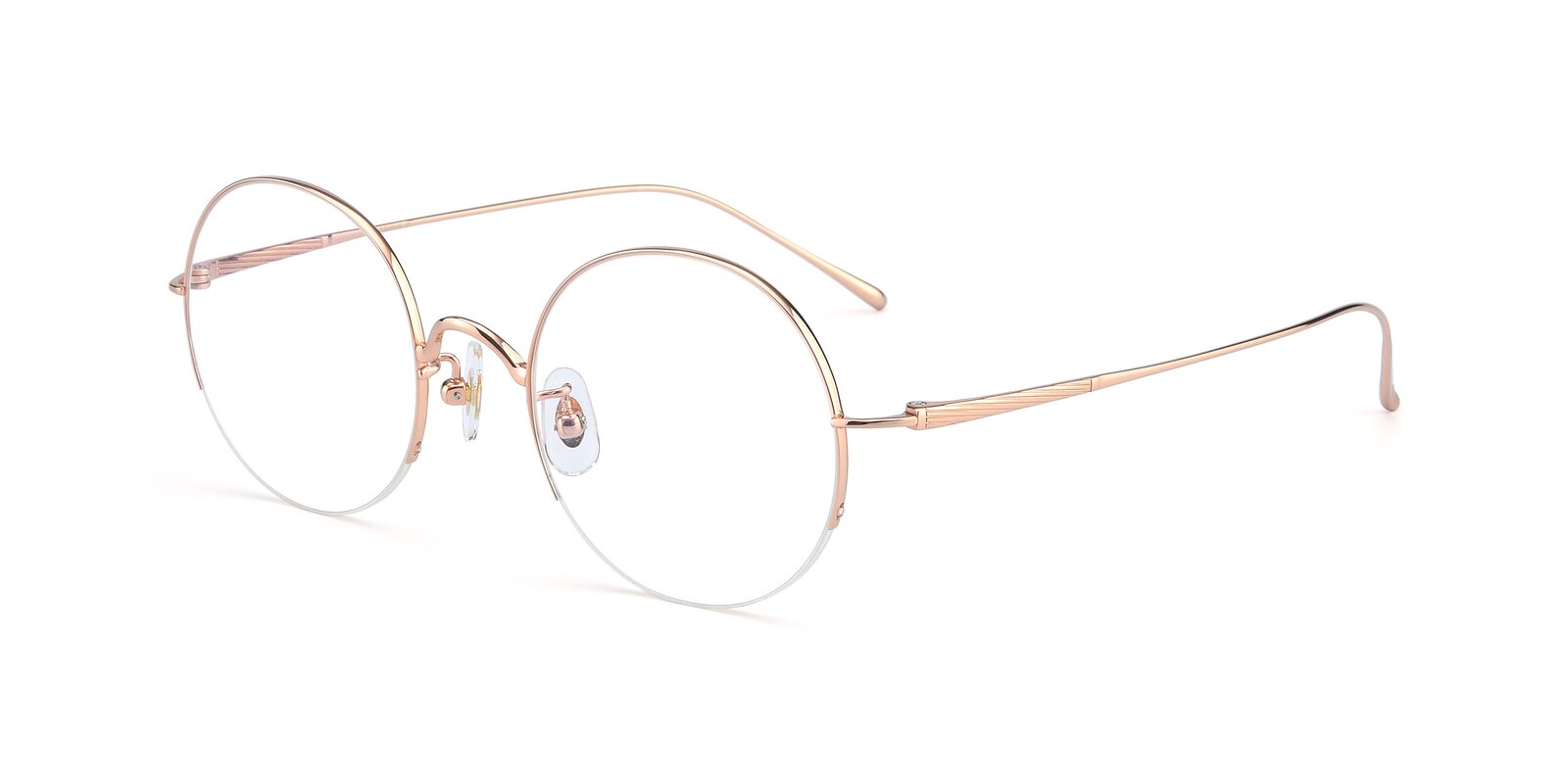 Rose Gold Titanium Round Semi-Rimless Eyeglasses - Harry