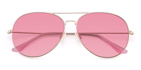 Gold Flexible Titanium Aviator Tinted Sunglasses with Medium Yellow ...