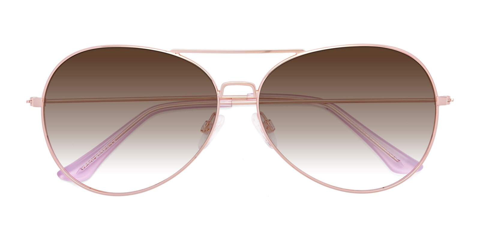 Rose Gold Oversized Grandpa Aviator Gradient Sunglasses with Brown ...