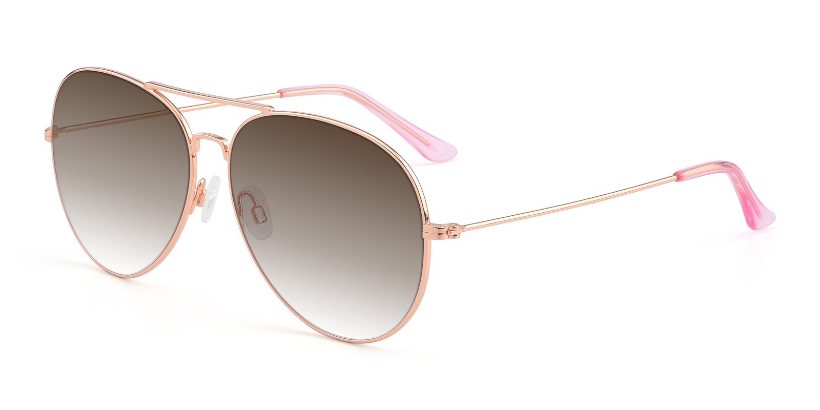 Rose Gold Oversized Grandpa Aviator Gradient Sunglasses with Brown ...