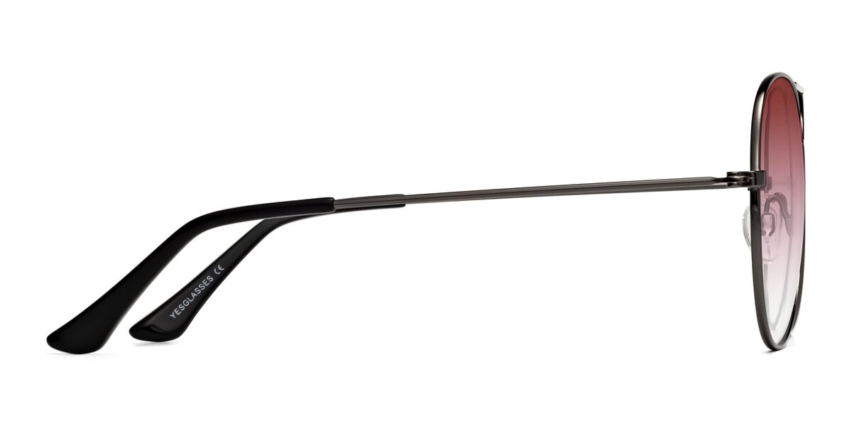 Gunmetal Oversized Grandpa Aviator Gradient Sunglasses with Garnet Sunwear Lenses - Paradise